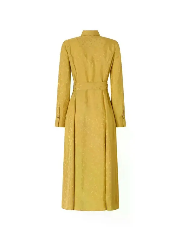Pinko Jacquard-effect Belted Dress - Yellow