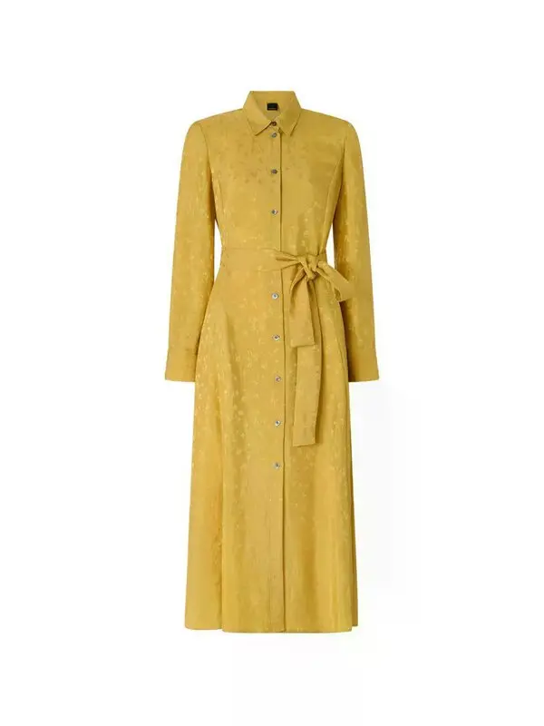 Pinko Jacquard-effect Belted Dress - Yellow