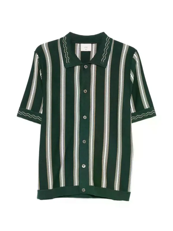 CHE Sawyer Striped Knitted Polo Shirt - Green