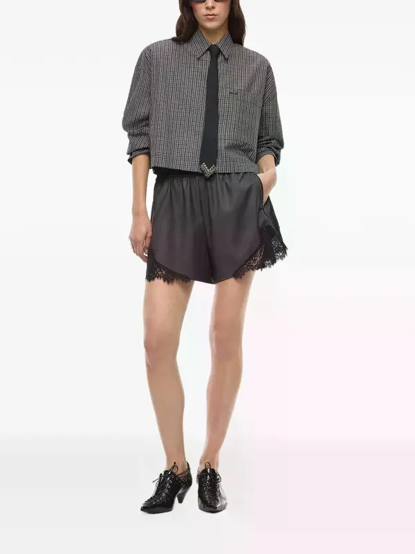 Pinko Lace-trimmed Drawstring Shorts - Grey
