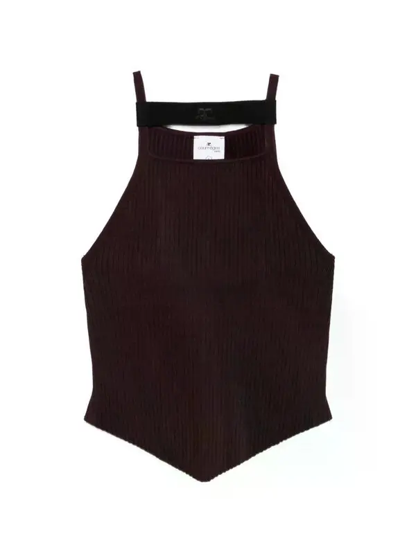 COURREGES Ribbed Logo-patch Top - Purple