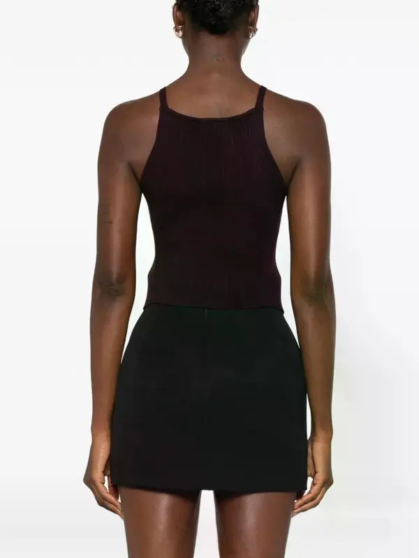 COURREGES Ribbed Logo Patch Top - Purple
