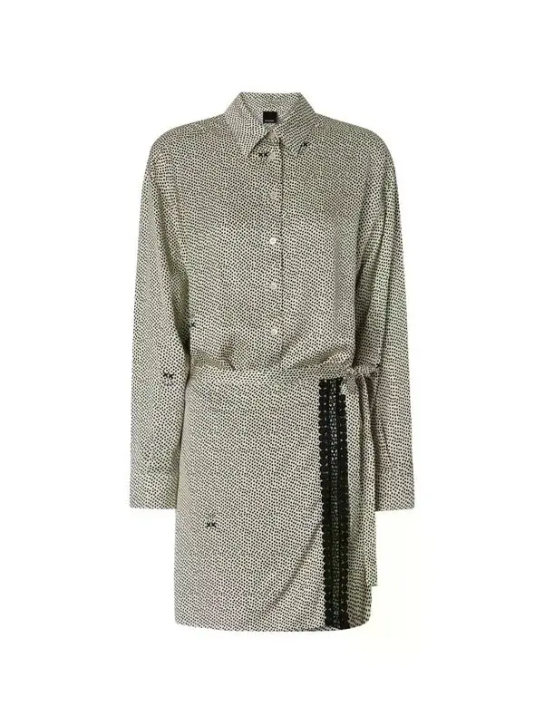 Pinko Polka-dot Lace-trim Shirt Dress - Neutrals