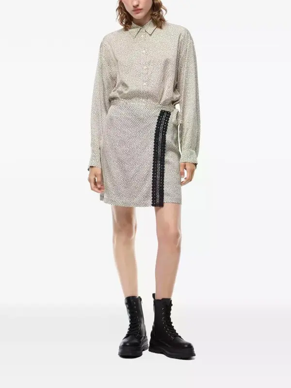 Pinko Polka-dot Lace-trim Shirt Dress - Neutrals