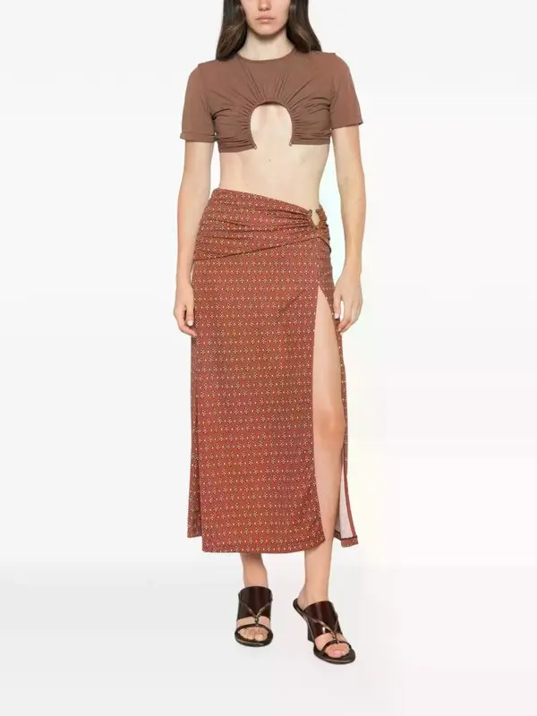 Johanna Ortiz Under The Sun Paisley Print Skirt - Brown
