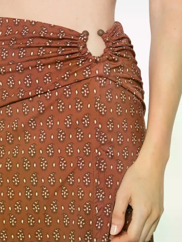 Johanna Ortiz Under The Sun Paisley Print Skirt - Brown