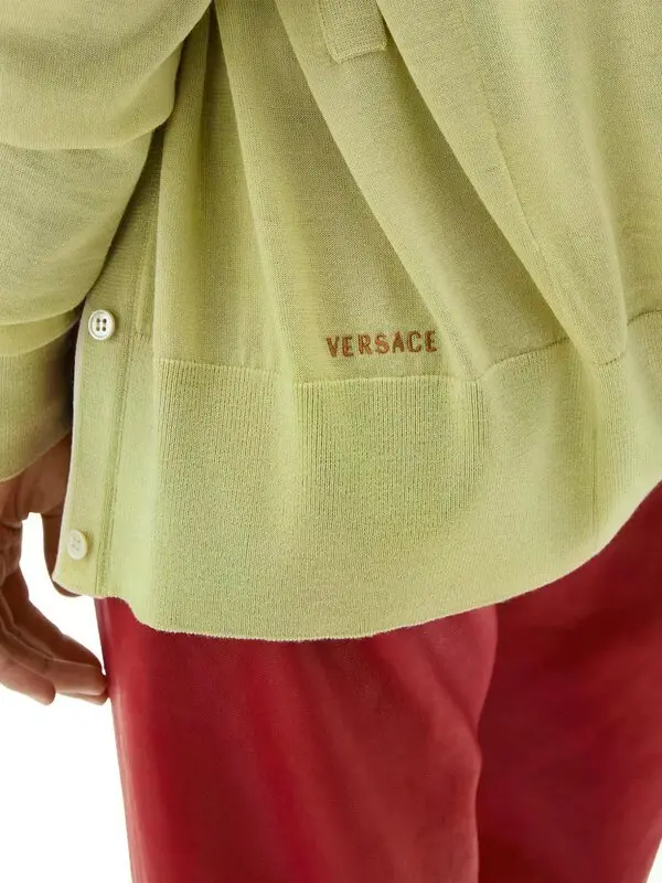 Versace Embroidered Wool Knit Cardigan