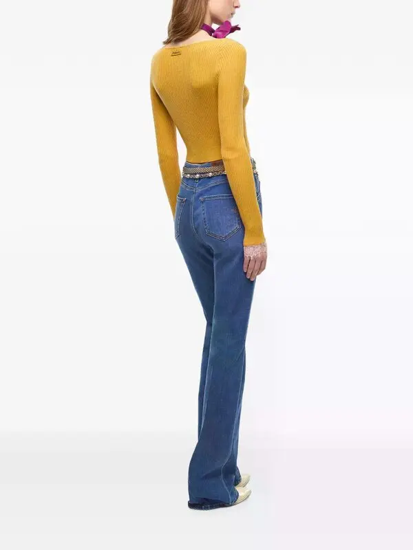 Pinko Lace-trimmed Ribbed Cardigan