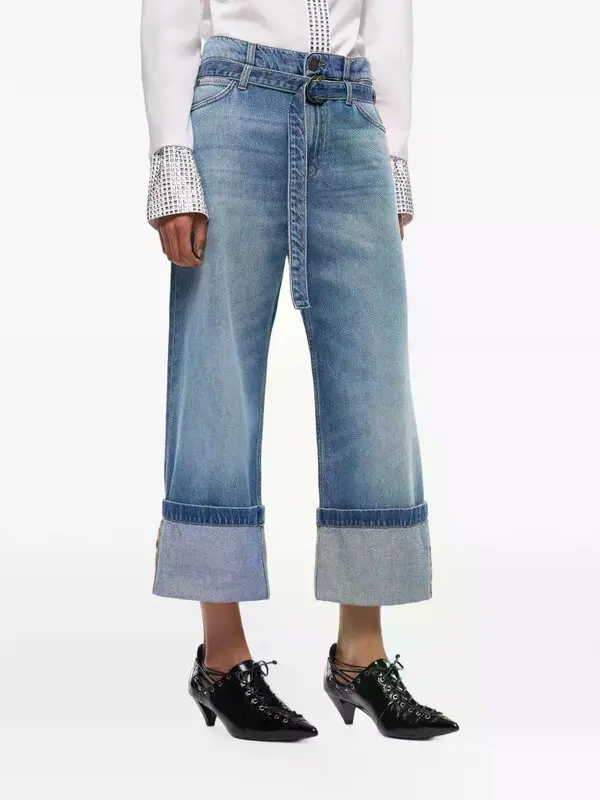 Pinko Belted Turned-up Jeans - Blue
