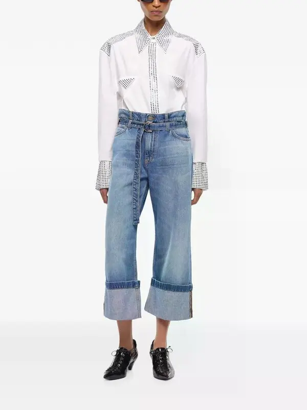 Pinko Belted Turned-up Jeans