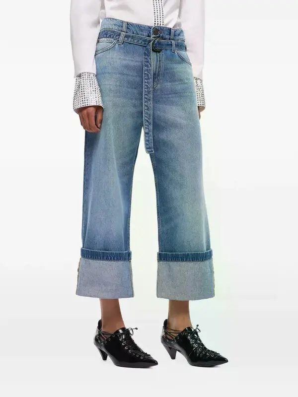 Pinko Belted Turned-up Jeans