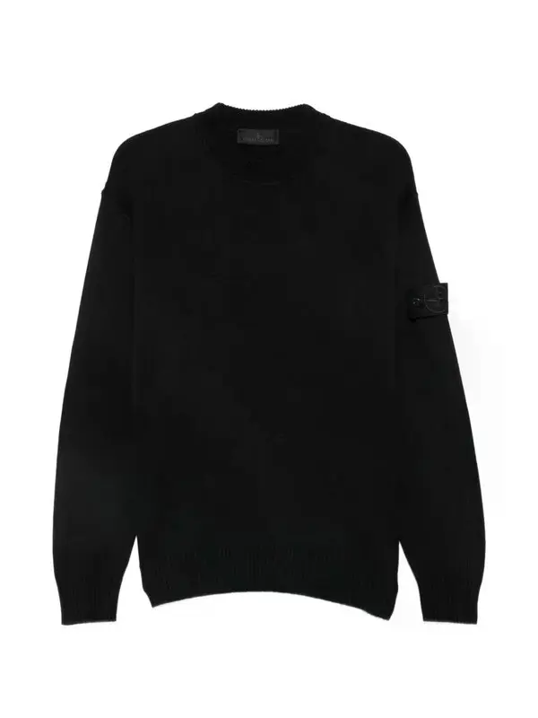 Stone Island Logo Patch Crew-neck Sweater - Black