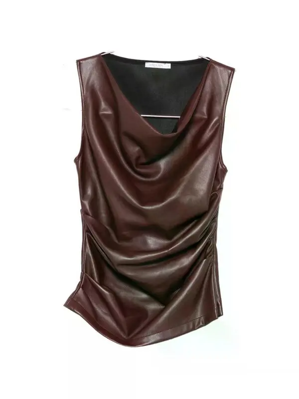 Patrizia Pepe Draped Coated Top - Brown