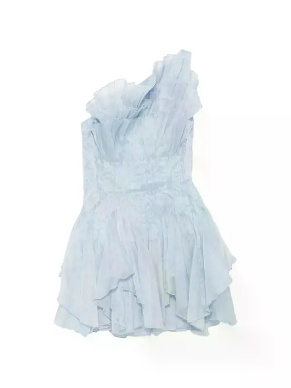 Aje Nisha Ruffled One-shoulder Mini Dress - Blue