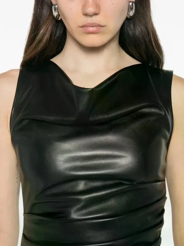 Patrizia Pepe Coated-finish Draped Dress