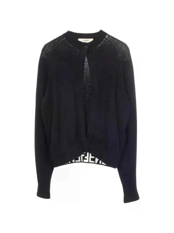 Fendi 2010s Logo-trim Knit Cardigan - Black