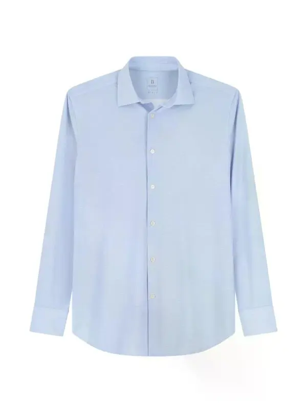 Boggi Milano Shirt Micro-patterned Stretch Nylon Slim-fit B Tech - Blue