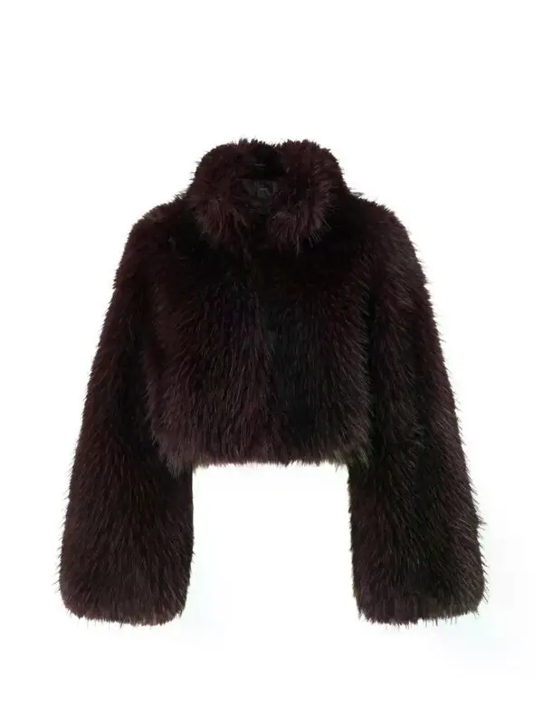 Pinko Faux-fur Cropped Jacket - Brown