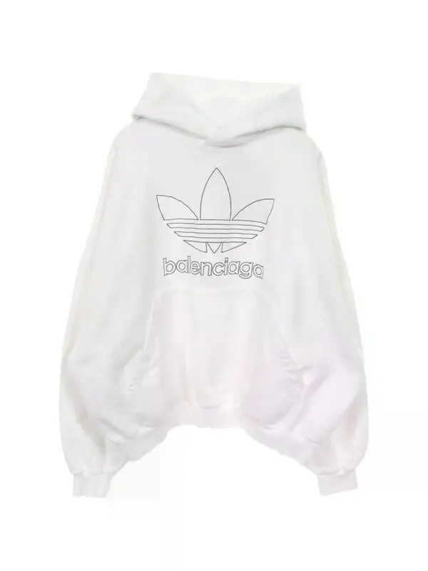 Balenciaga X Adidas 2010s Trefoil Logo Hoodie - White