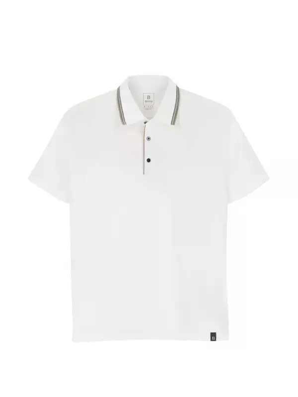 Boggi Milano Polo In Stretch Cotton Blend Piqué Cool Jade-fresh - White