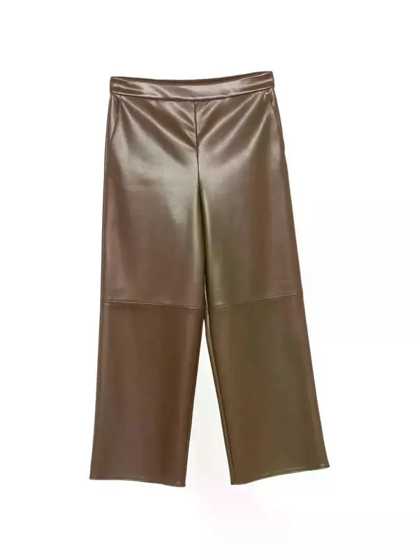 Max Mara Faux-leather Cropped Trousers - Brown