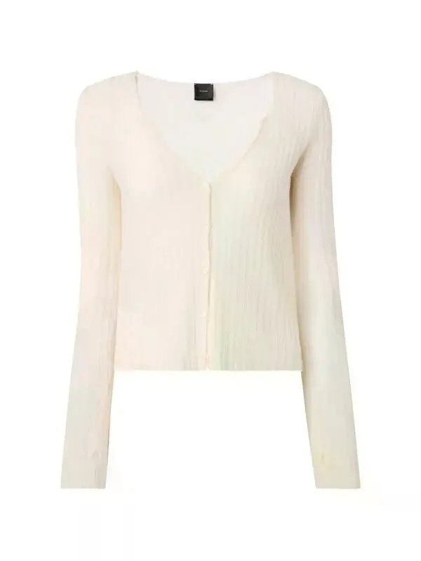 Pinko Ribbed-knit V-neck Cardigan - Neutrals
