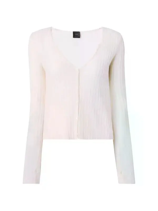 Pinko Ribbed-knit V-neck Cardigan - Neutrals