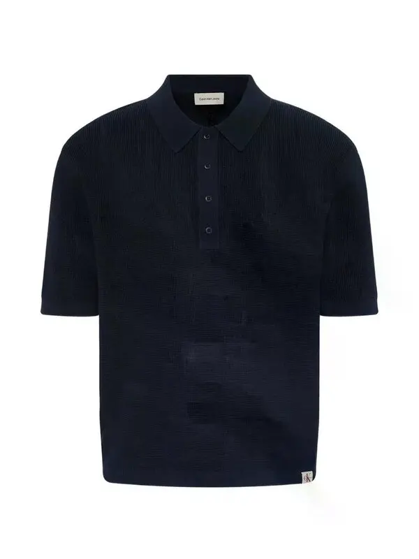 Calvin Klein Ribbed-knit Polo Shirt - Blue