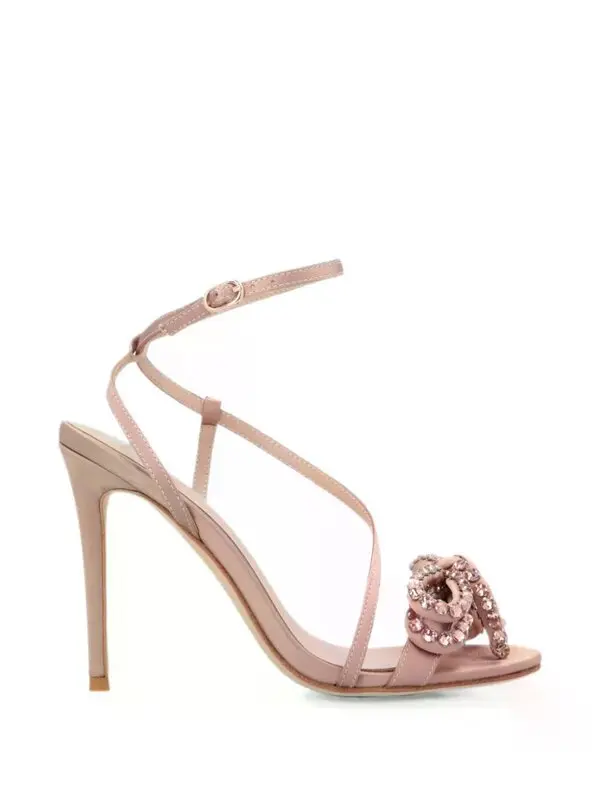Pinko Crystal-embellished Bow Sandals - Pink