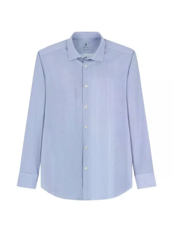 Boggi Milano Shirt Striped Stretch Nylon B Tech Slim Fit - Blue