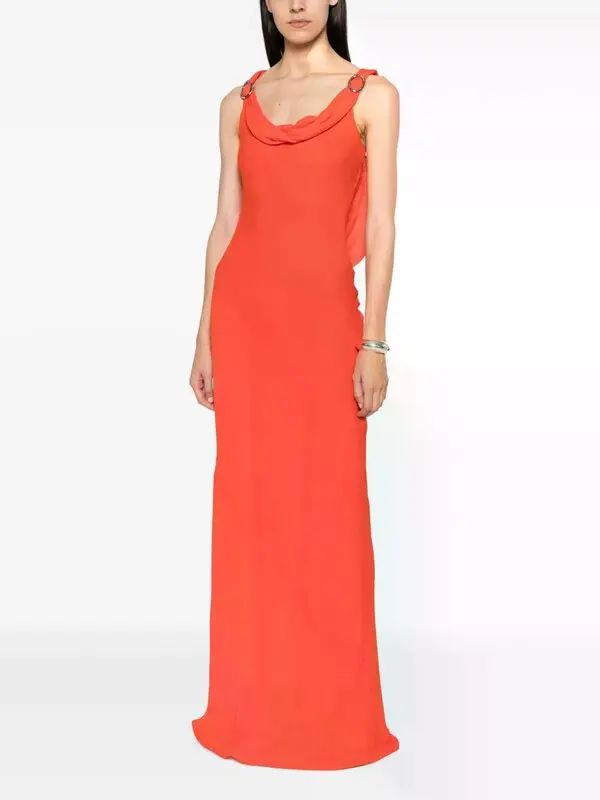 Patrizia Pepe Cowl Neck Ring Detail Dress - Red