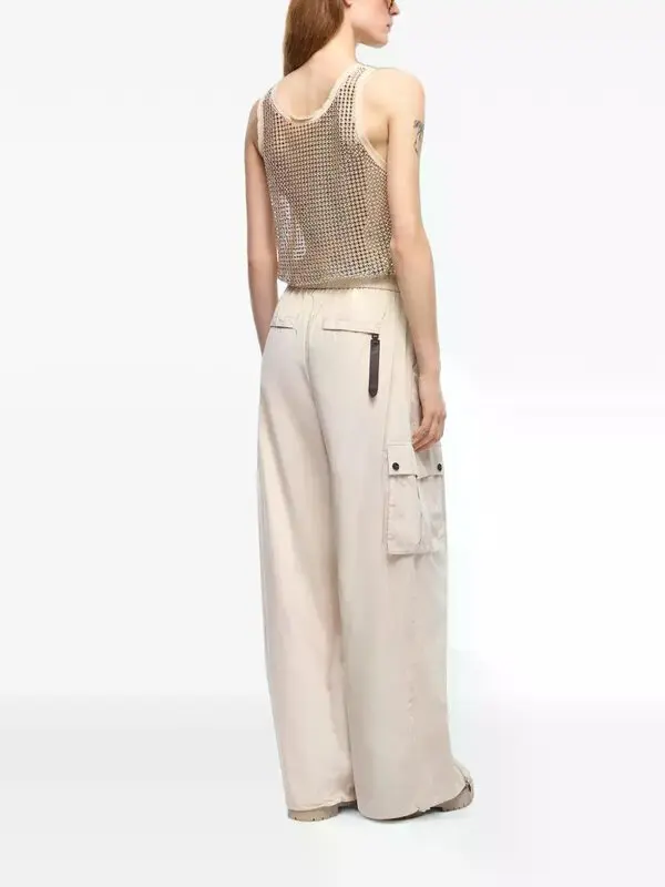 Pinko Palazzo Trousers With Cargo Pockets And Zip Detail - Neutrals