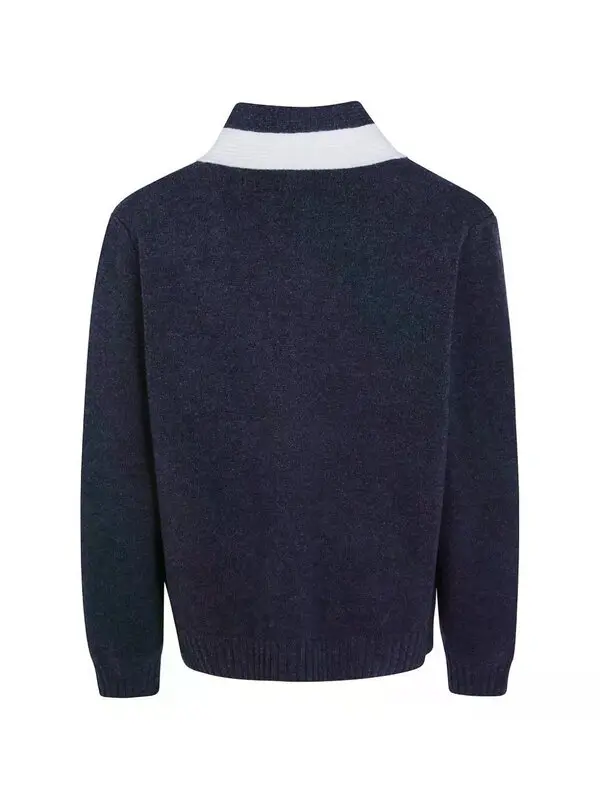 Sacai Wool Cardigan With Scarf Detail - Blue