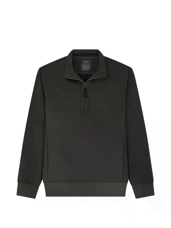 Boggi Milano Quarter-zip Sweatshirt In Wool Blend Wooltech - Green