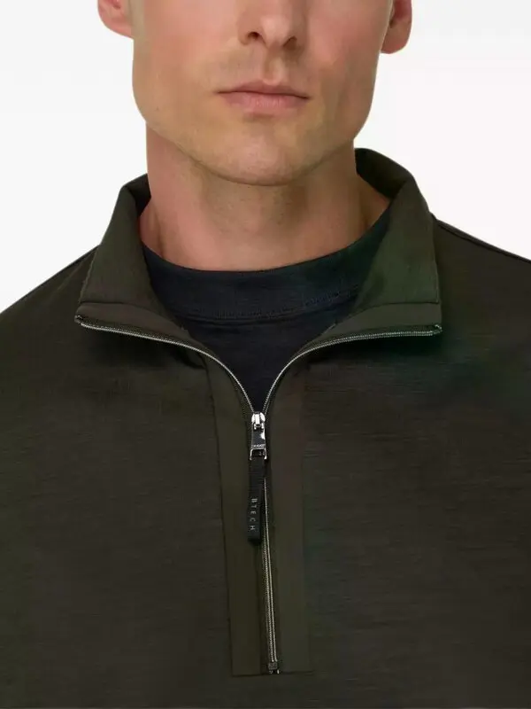 Boggi Milano Quarter-zip Sweatshirt In Wool Blend Wooltech