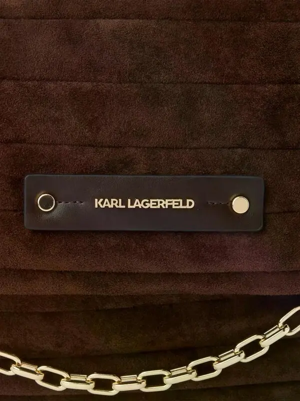 Karl Lagerfeld Medium K/essential Pleats Suede Shoulder Bag