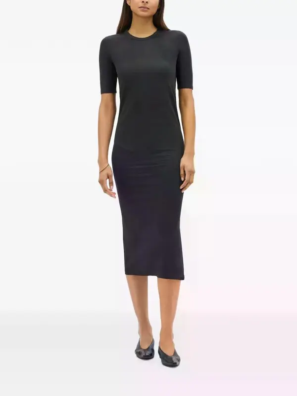 Another Tomorrow Elbow-sleeve Midi Dress