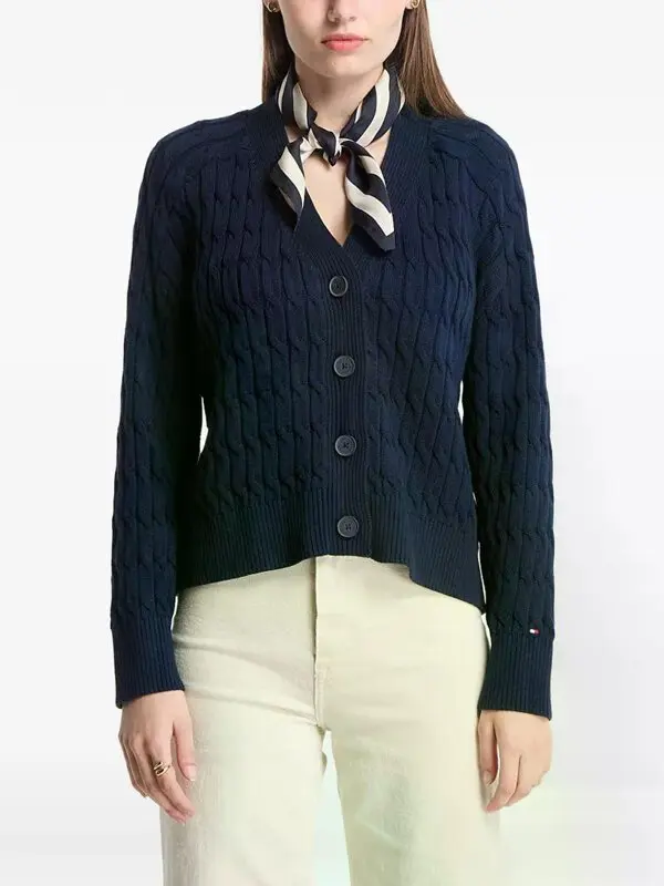 Tommy Hilfiger Cable Knit V-neck Cardigan - Blue