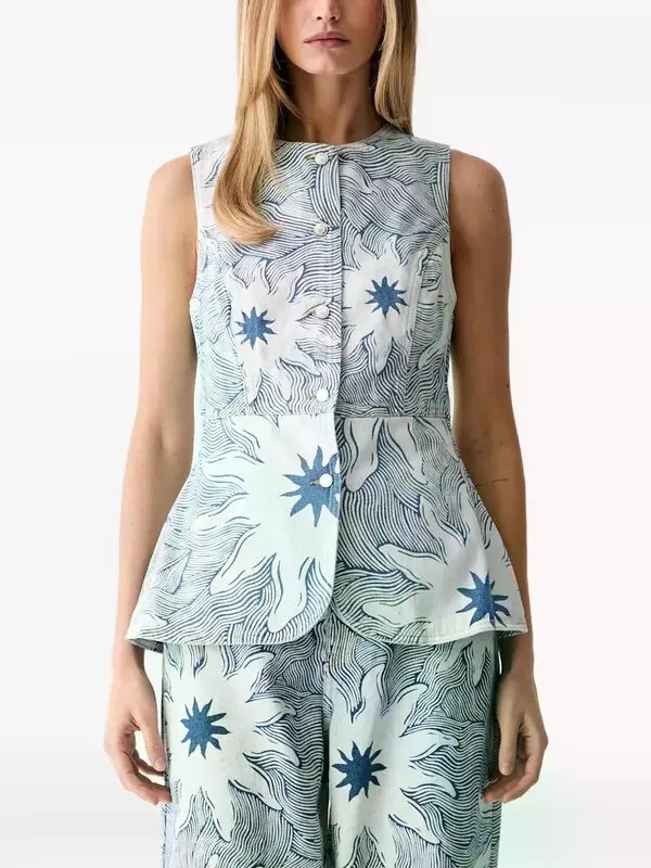 NEVER FULLY DRESSED Sun Print Peplum Waistcoat