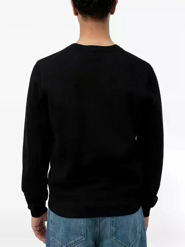 Hugo Setallo Knitted-piqué Sweater With Metallic Stacked-logo