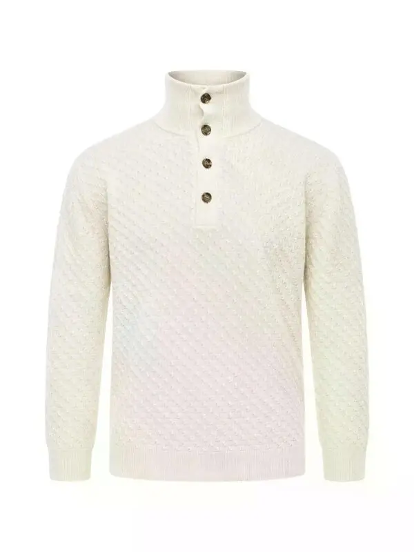 PAOLO PECORA Button-up Textured-knit Sweater