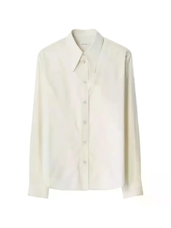 LEMAIRE Pointed Collar Shirt In Washed Cotton Silk - Neutrals