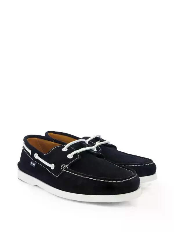 ATALANTA WELLER Contrast Stitch Suede Boat Shoes
