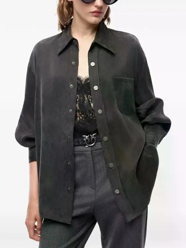 Pinko Peachskin-feel Twill Shirt With Embroidered Pocket