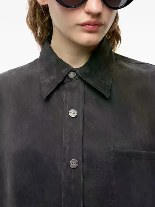 Pinko Peachskin-feel Twill Shirt With Embroidered Pocket