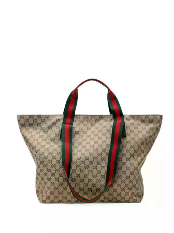 Gucci Medium Gg Supreme Web-stripe Tote Bag