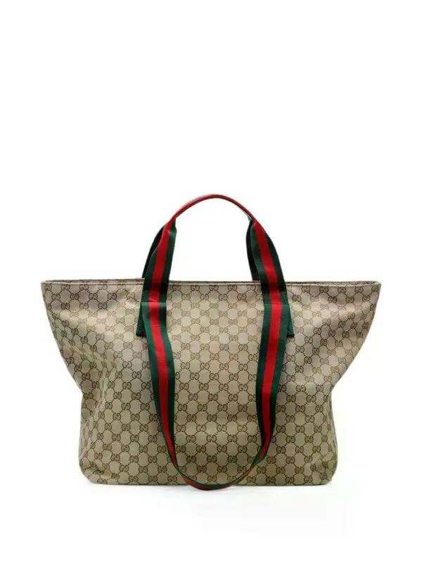 Gucci Medium Gg Supreme Web-stripe Tote Bag