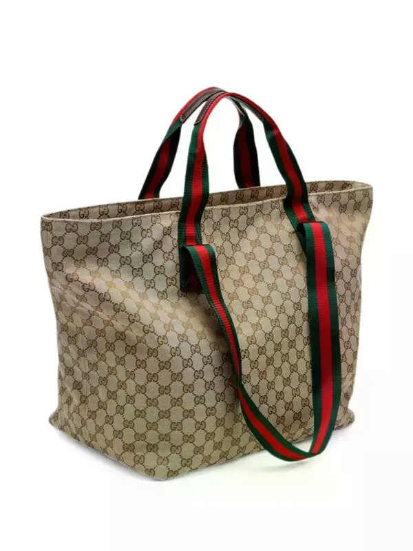 Gucci Medium Gg Supreme Web-stripe Tote Bag