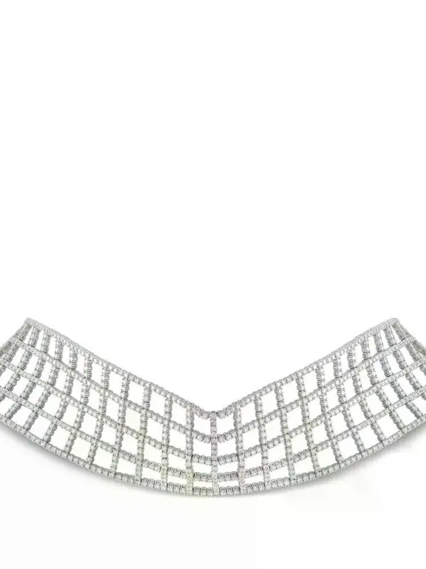 LB EXCLUSIVE 18k White Gold Diamond Lattice Choker Necklace - Silver