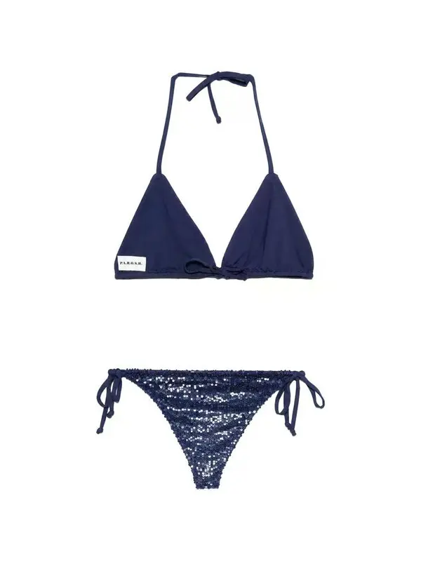 P.a.r.o.s.h Sequin-embellished Halterneck Bikini - Blue